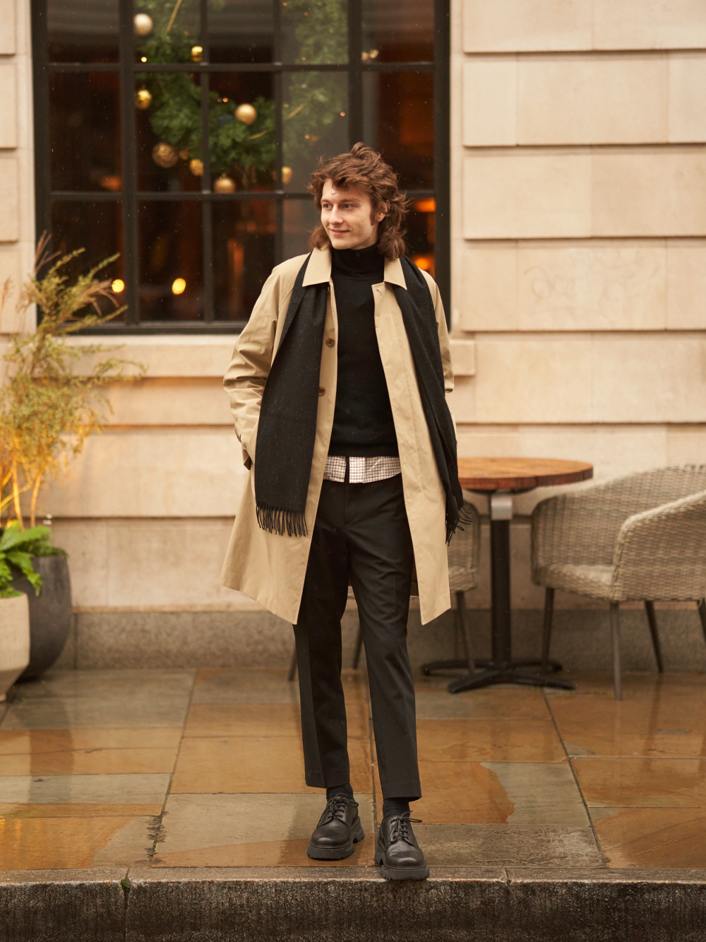 Check styling ideas for「Two-Way Single Breasted Coat、100% Merino ...