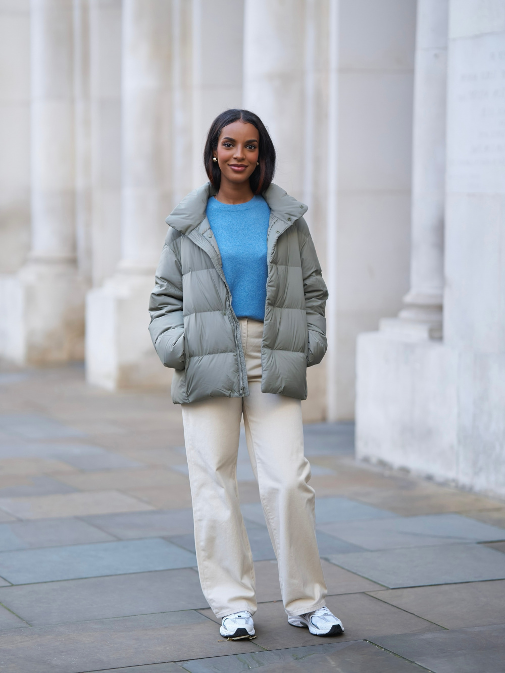 Check styling ideas for「Powder Soft Down Jacket、100% Cashmere Crew Neck ...