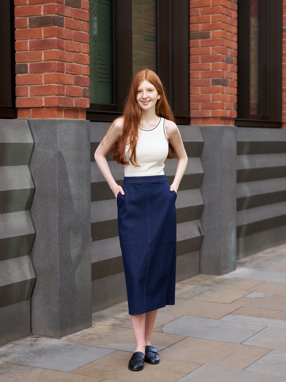 Check styling ideas for「Cotton Popcorn Jumper (Short Sleeve, Stripe ...