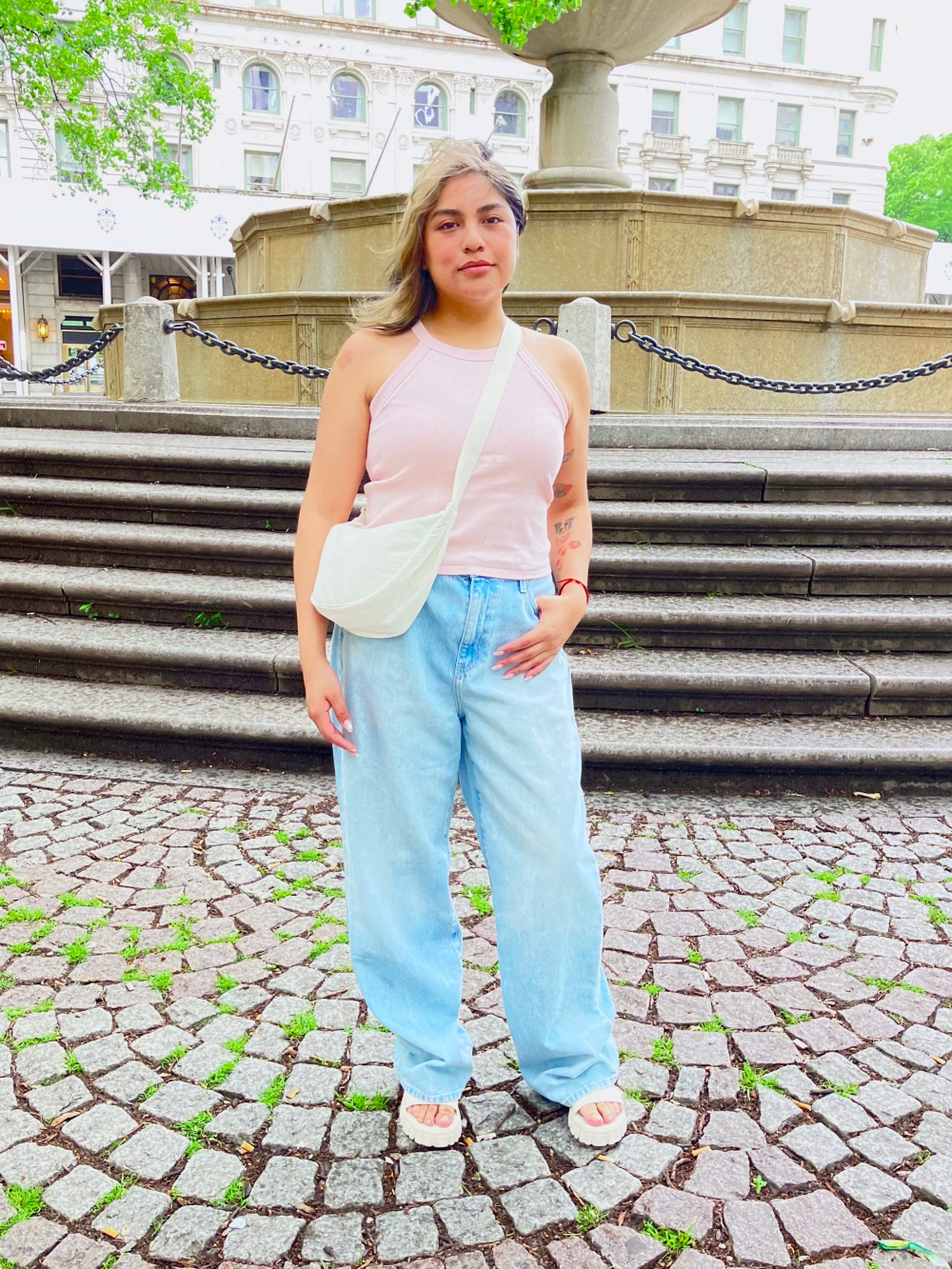 Check styling ideas for「Linen Blend Camisole Dress、Round Mini Shoulder ...