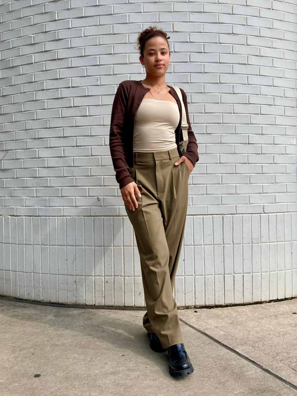 Check styling ideas for「Linen Blend Camisole Dress、Round Mini Shoulder ...