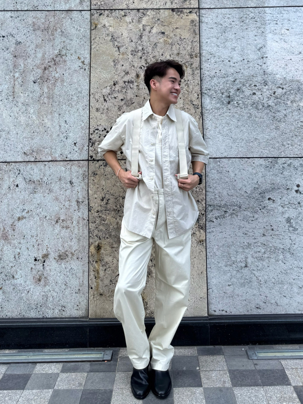 Check styling ideas for「Broadcloth Shirt Long Sleeve、Stretch Slim Fit ...